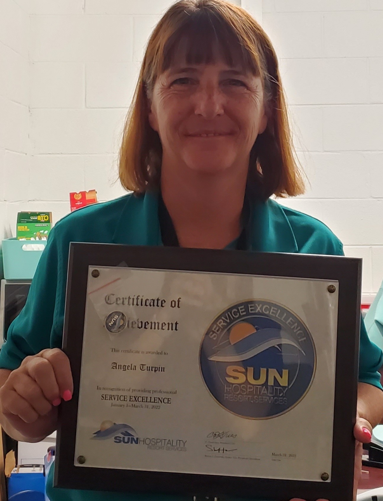 SUN Announces 2022 Q1 Service Excellence Award Winner | Sun Hospitality